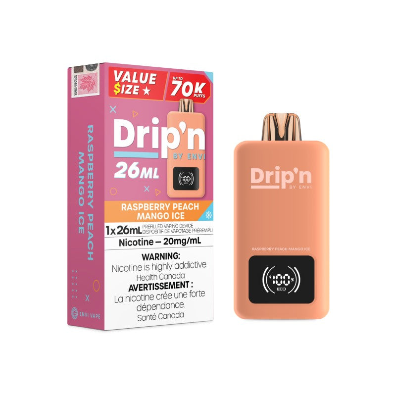 Drip'n 70K Disposable Vape - Raspberry Peach Mango Ice – Vapeluv Vapeshop