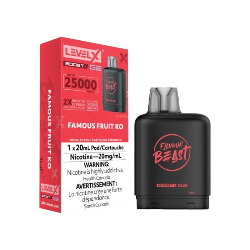 Level X Boost Flavour Beast G2 Pods - Famous Fruit KO, 25K Puffs ...