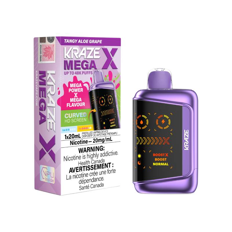 Kraze Mega X 48K - Tangy Aloe Grape Disposable Vape – Vapeluv Vapeshop